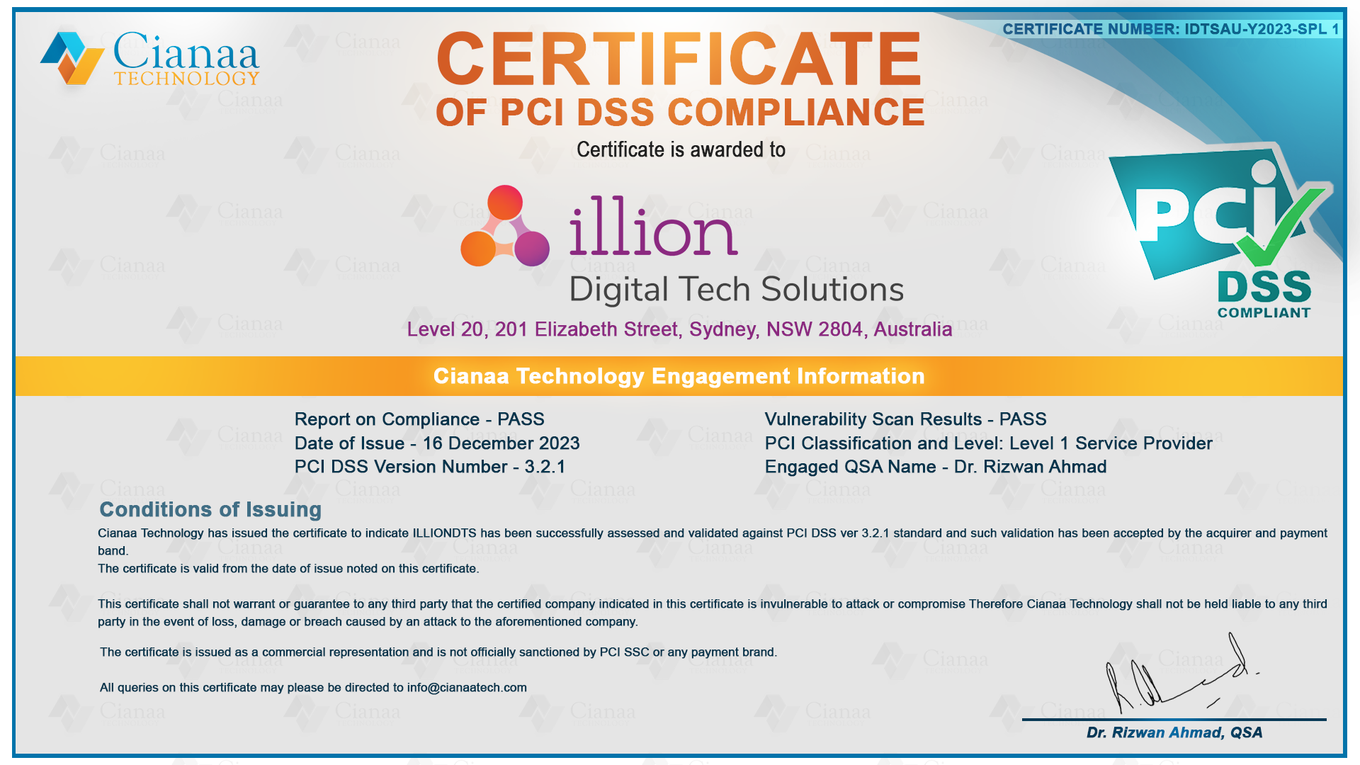 Certifications & Compliance – illion DTS